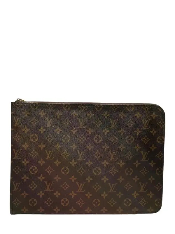 LOUIS VUITTON 1996 Monogram Poche Documents Portfolio Business Bag - Brown