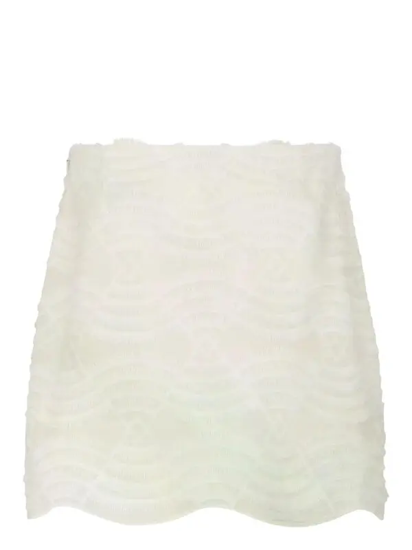 KRISTINA TI Patterned Mini Skirt With Fringed Trim - Neutrals