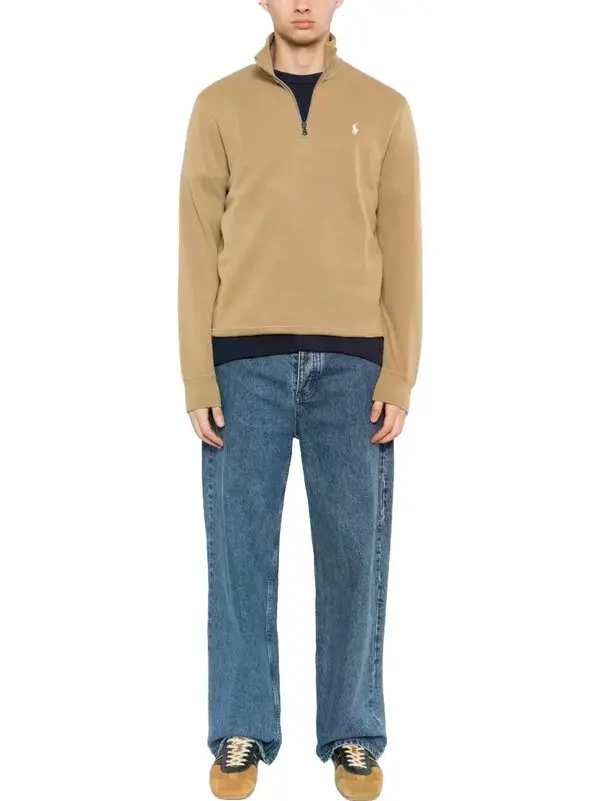 Polo Ralph Lauren Zip-neck Sweater With Logo - Neutrals