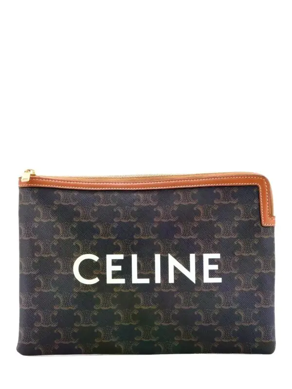 Celine Zip Triomphe Coated Canvas Small Pouch - Brown