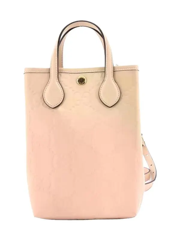 Gucci Vertical Gg Embossed Leather Mini Tote Bag - Neutrals