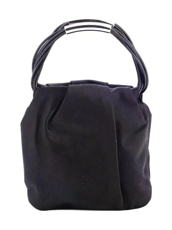 Saint Laurent Pochon Top Handle Bag Satin Mini Satchel - Black