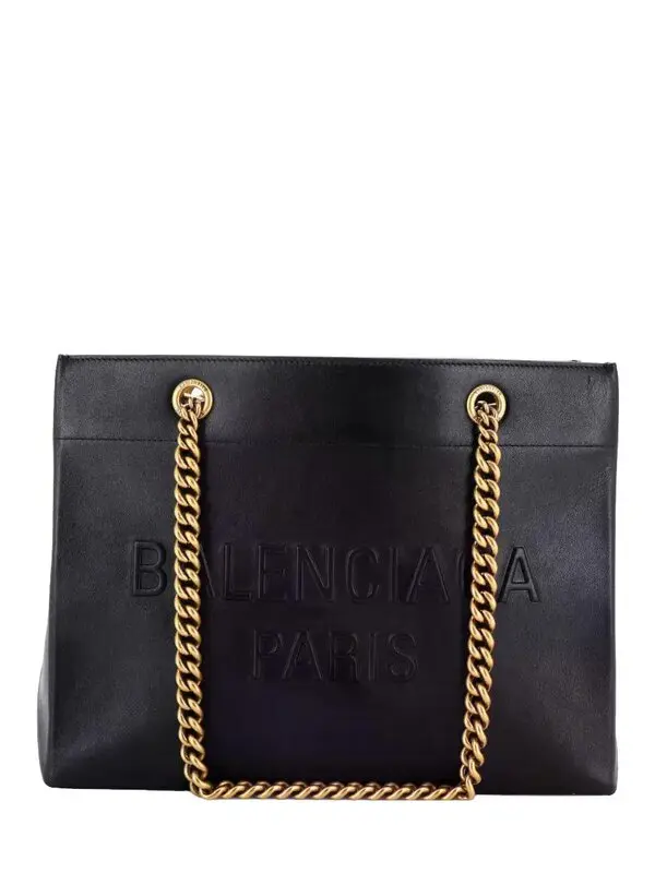 Balenciaga Leather Chain Tote Bag - Black