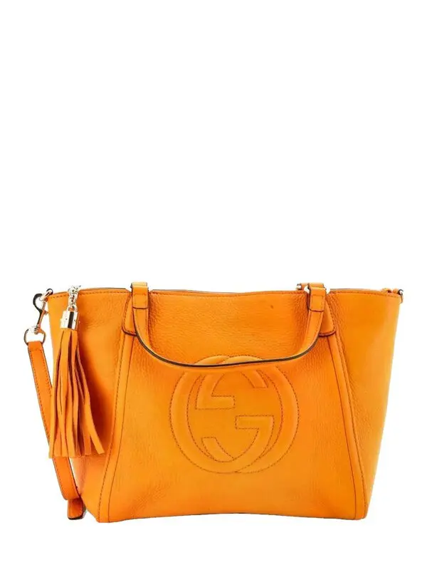 Gucci Soho Convertible Top Handle Bag Leather Small Satchel - Yellow