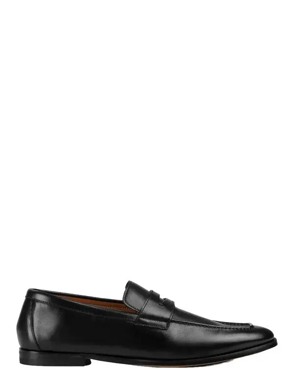 DOUCAL'S Leather Loafers With Penny Slot Detailing - Black