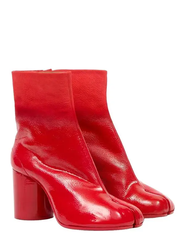 MAISON MARGIELA Tabi Leather Ankle Boots - Red