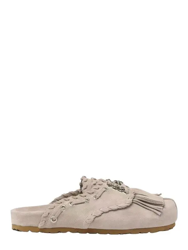 SCAROSSO Flora Fringe Mules - Neutrals