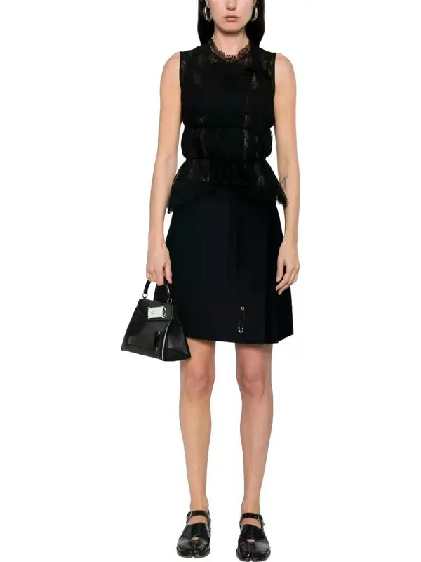Le Kilt Safety-pin Pleated Mini Skirt - Black
