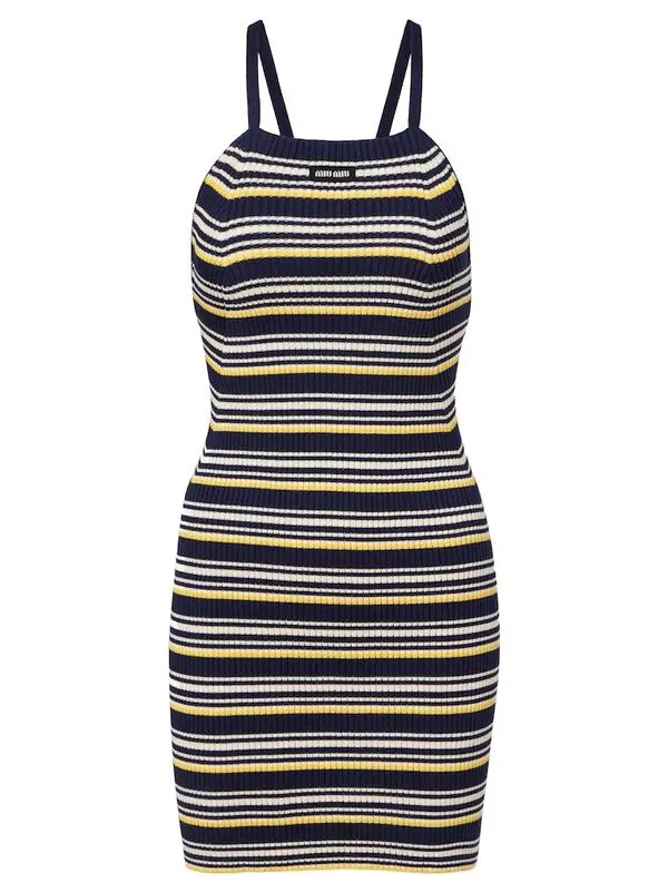 Miu Miu Striped Cotton-blend Minidress - Multicoloured