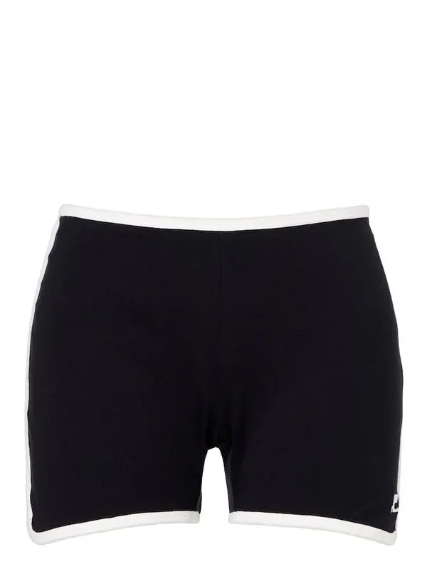 COURREGES Cotton Shorts With Contrast Piping - Black