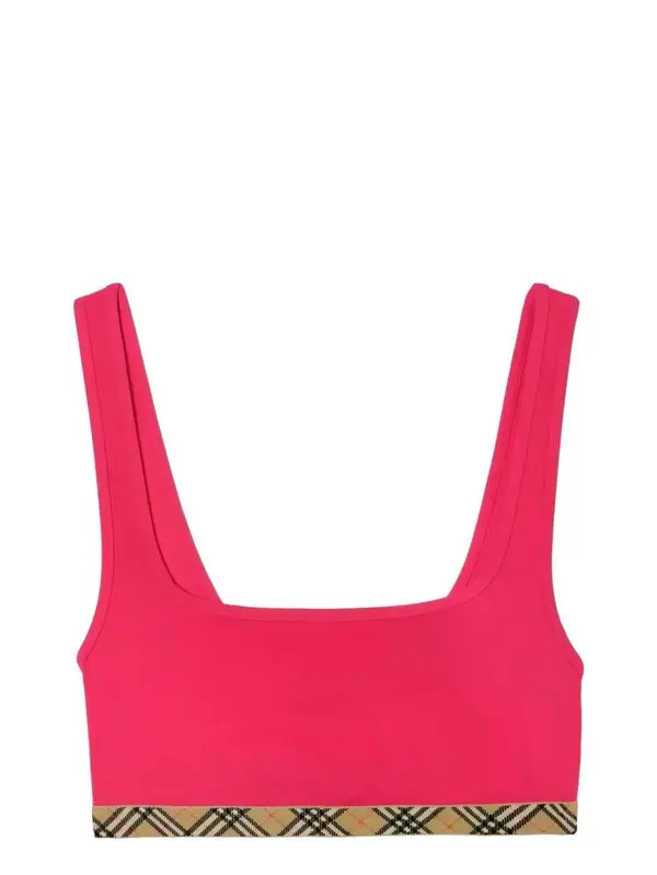 Burberry Check Trim Bikini Top - Red