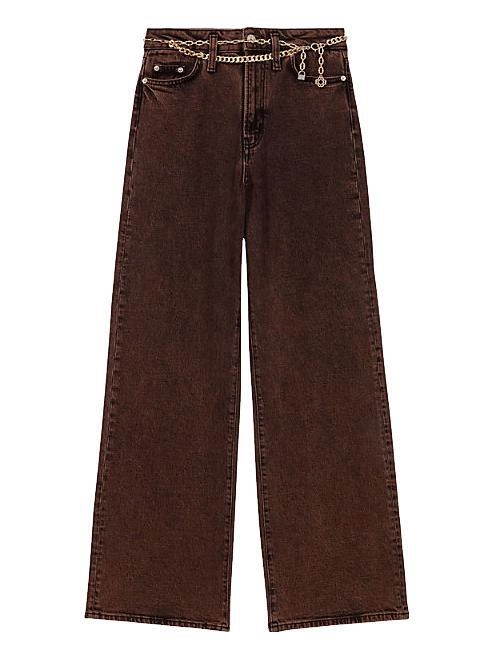 Maje Chain-belt Bootcut Denim Jeans - Brown