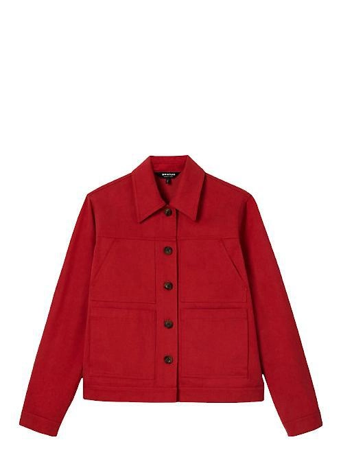 Whistles Mia Patch-pocket Cotton And Lyocell Jacket - Red