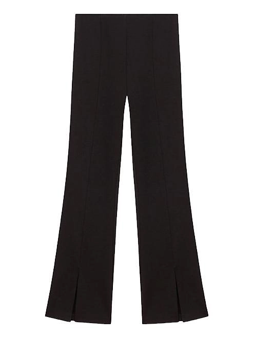 Maje Flared Split-hem Woven Trousers - Black