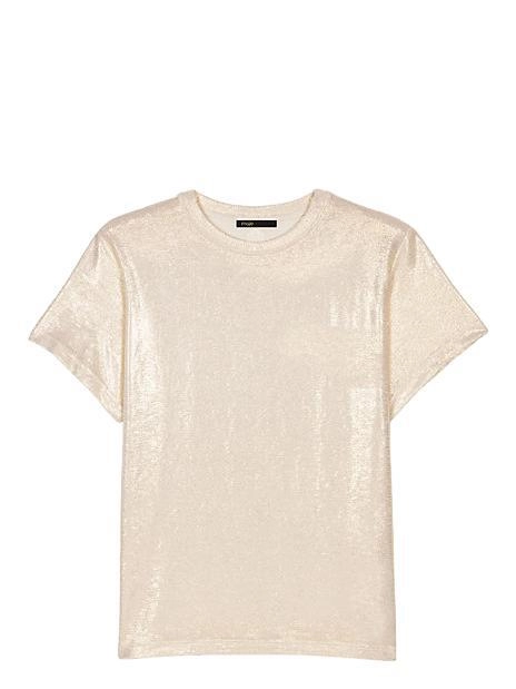 Maje Metallic Lamé Short-sleeved T-shirt - Gold