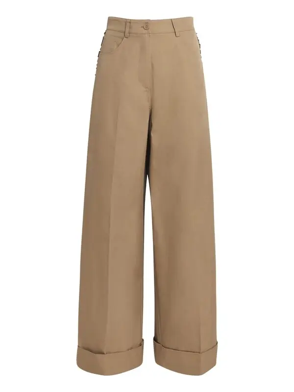 Claudie Pierlot Cotton-blend Wide-leg Trousers - White
