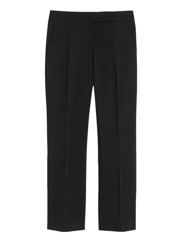 Max Mara Cotton-blend Tailored Straight Leg Trousers - Black