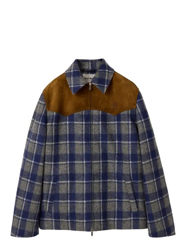 Miu Miu Wool Check Jacket - Grey