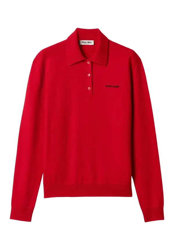Miu Miu Wool Polo Sweater - Red