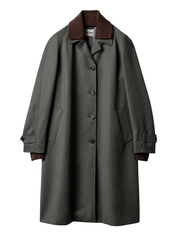 Miu Miu Wool Contrast-collar Coat - Grey