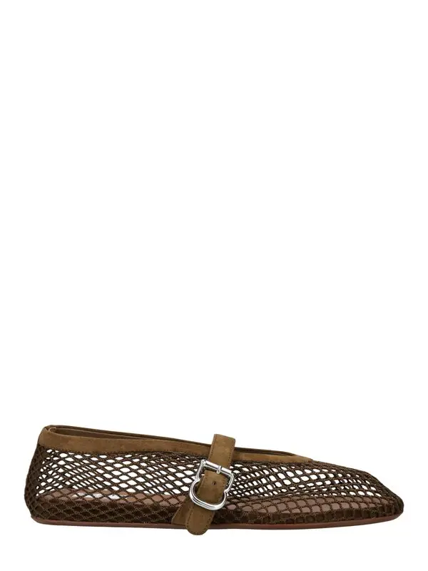 Alaïa Mesh Ballet Flats With Buckle Strap - Green