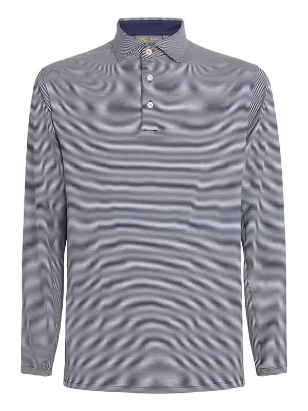 Kjus Stripe Soren Long-sleeve Polo Shirt - Blue