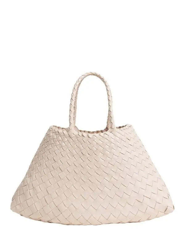 Dragon Diffusion Small Santa Croce Woven Leather Tote Bag - Ivory