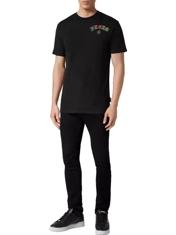 Philipp Plein Logo-embroidered Cotton T-shirt - Black