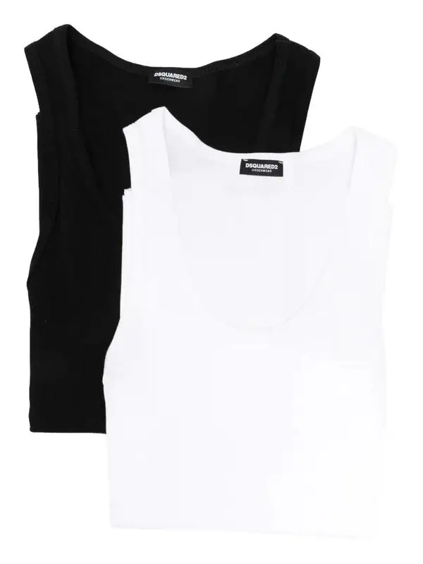 Dsquared2 Ribbed-knit Tank Tops Set Of Two - Black