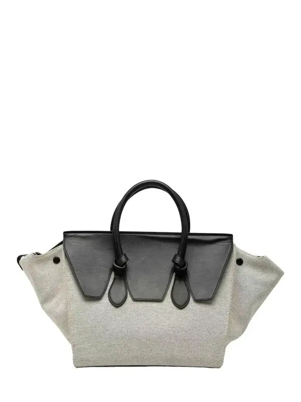 Celine 2013 Small Bicolor Canvas And Calfskin Tie Knot Handbag - Grey