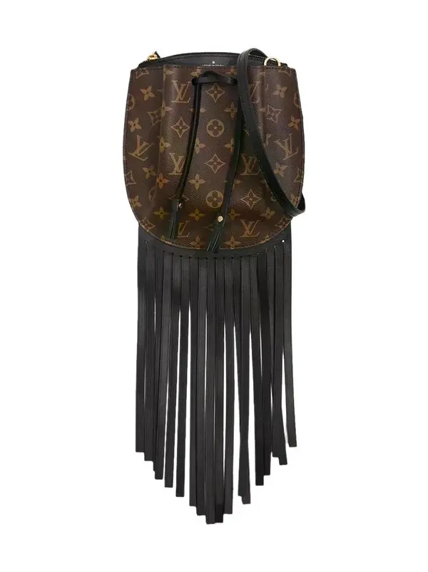 LOUIS VUITTON 2016 Mini Noe Monogram Fringed Shoulder Bag - Black