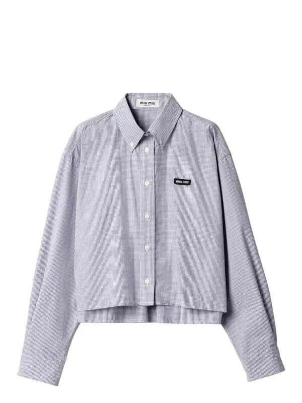 Miu Miu Cotton Poplin Check Shirt - Blue