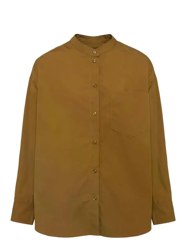 YVES SALOMON Long-sleeve Cotton Poplin Shirt - Brown