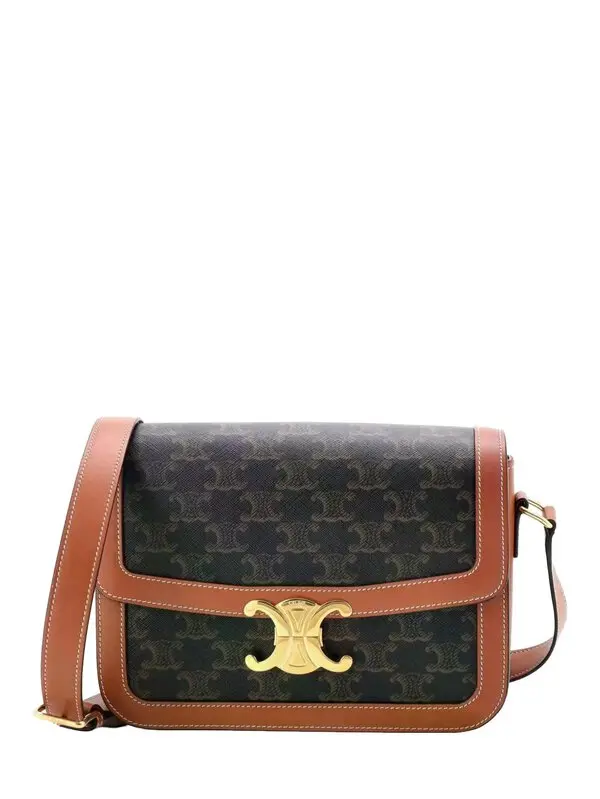 Celine Triomphe Coated Canvas Medium Shoulder Bag - Brown