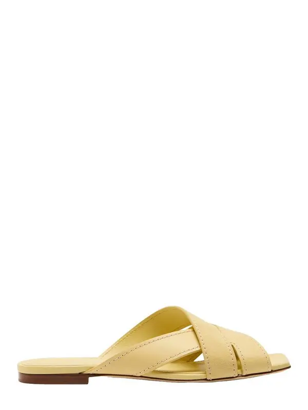 TOD'S Square-toe Woven Leather And Suede Sandals - Yellow