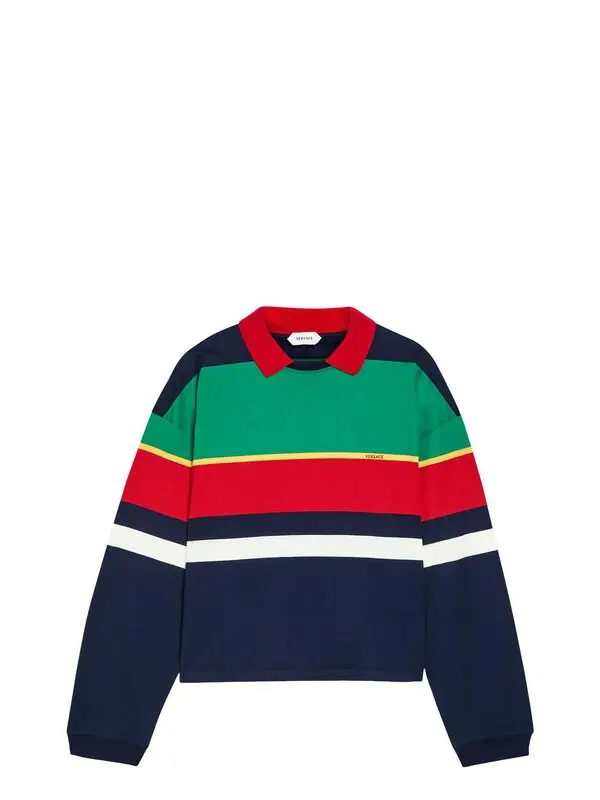 Versace Striped Cotton Polo Sweatshirt - Multicoloured 1
