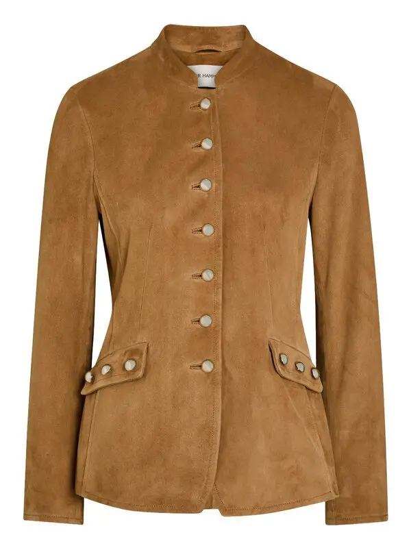 Nour Hammour Honoré Suede Jacket - Brown