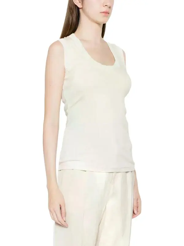 Fabiana Filippi Sleeveless Round Neck Ribbed Top - Neutrals