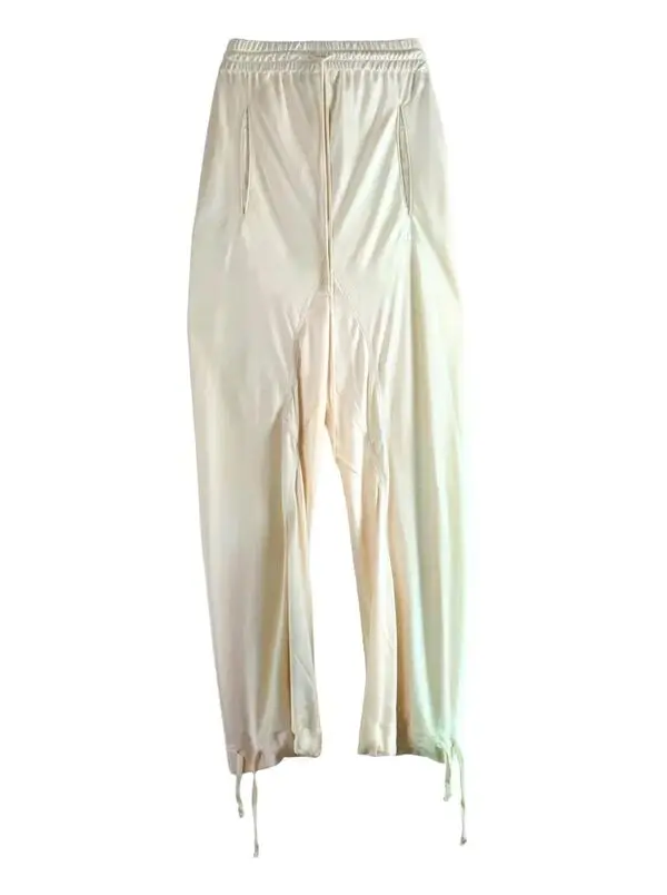 YEHUAFAN Drawstring Trousers With Side Pockets And Ankle Ties - Neutrals
