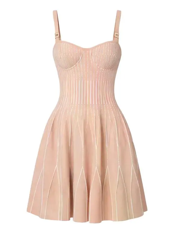 Elisabetta Franchi Pleated Mini Dress - Neutrals