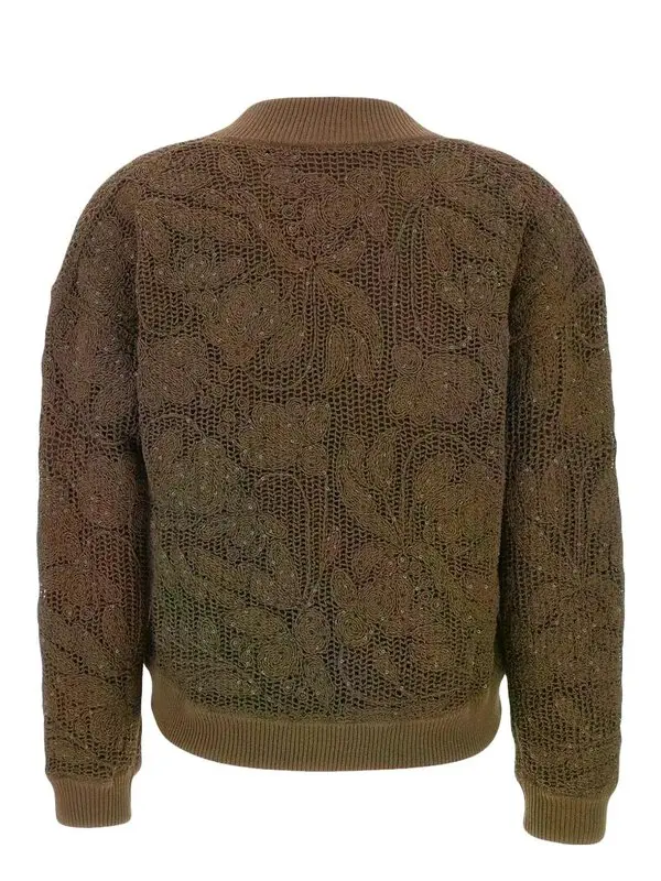 KANGRA Sequin Embroidered Bomber Jacket - Brown