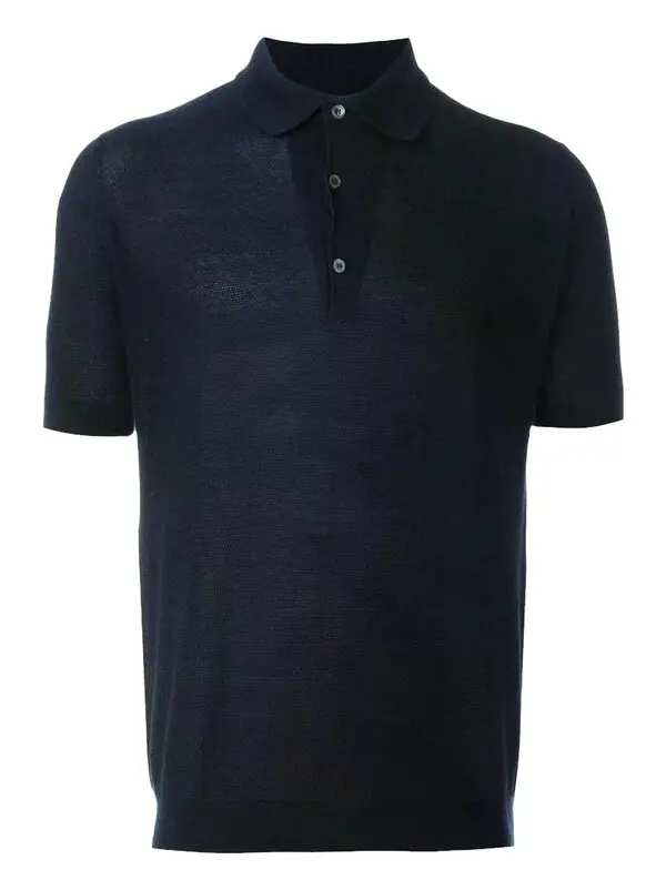 John Smedley Button Polo Shirt - Blue