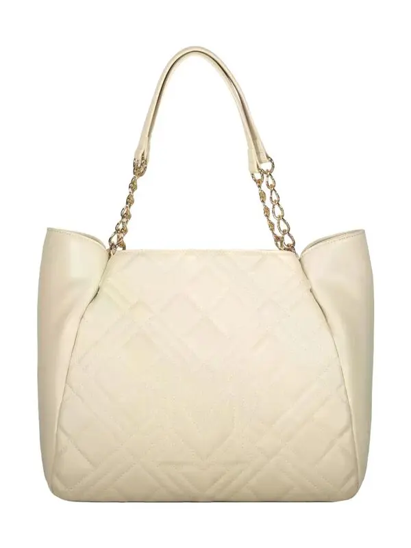 Moschino Logo-appliqué Quilted Shoulder Bag - Neutrals