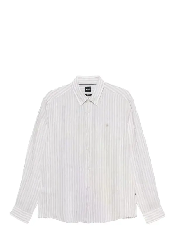 BOSS Striped Button-down Shirt - Neutrals