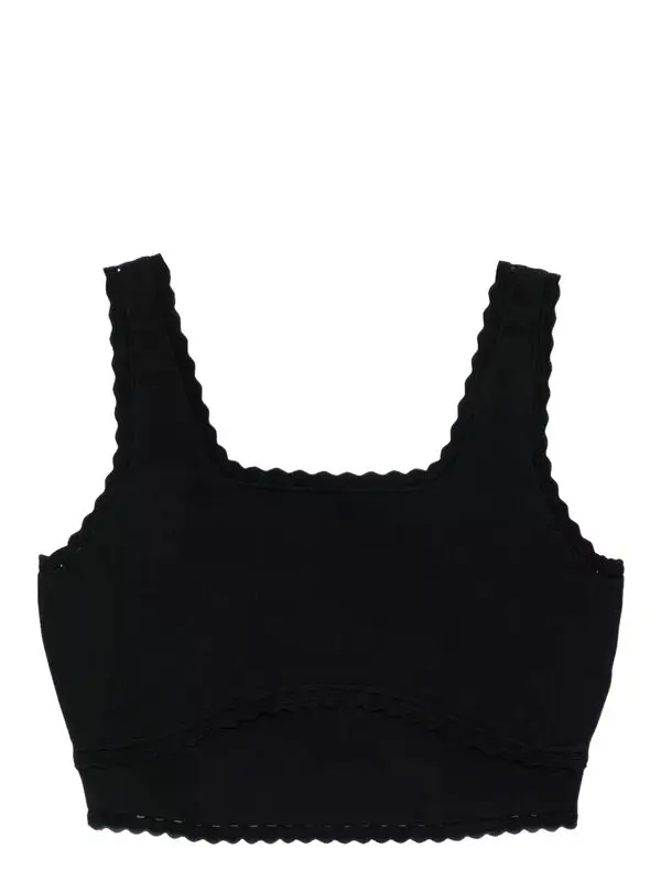 Sandro Scallop-trim Cropped Knit Top - Black
