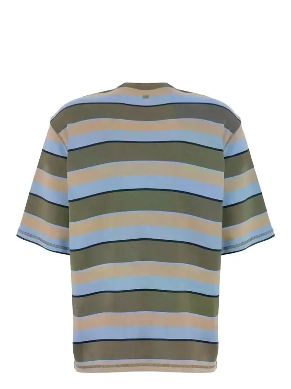 AMI Paris Striped Polo Shirt - Green