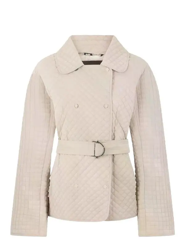 MOORER Belted Quilted Jacket - Neutrals