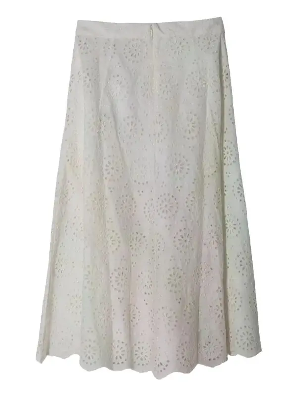 FRAME Eyelet Midi Skirt - White