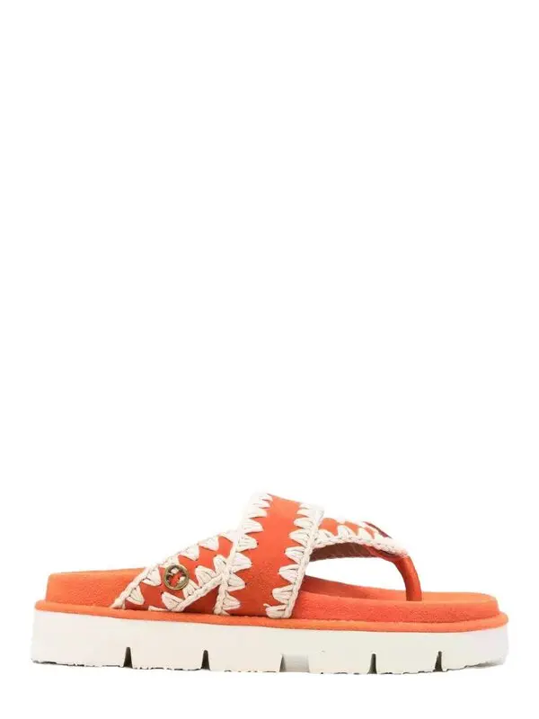 Mou Crochet Detail Platform Sandals - Orange