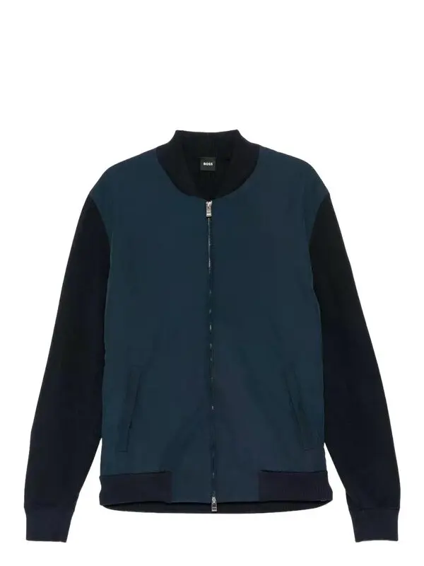 BOSS Zip Knitted Bomber Jacket - Blue